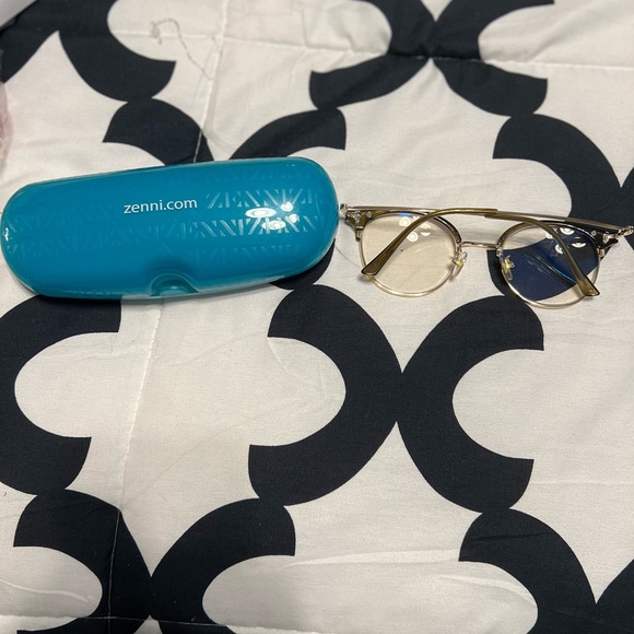 Accessories | Zenni Blue Case With Gold And Black Glasses | Poshmark